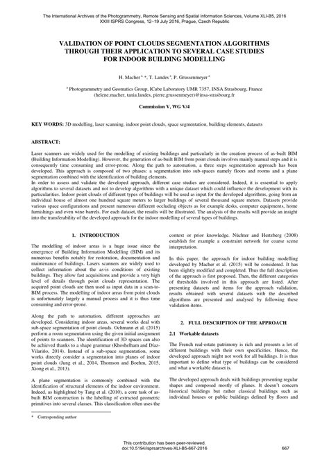 Pdf Validation Of Point Clouds Segmentation Algorithms Through Their
