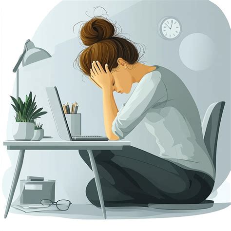 Exhausted Woman Burnout At Workplace Premium Ai Generated Image
