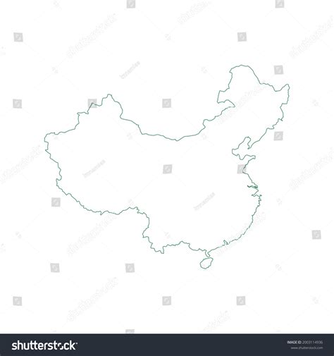 Vector Outline Map China Isolated On Stock Vector Royalty Free