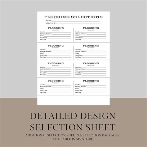 Flooring Material Selection Sheet Building Product Sheet Flooring