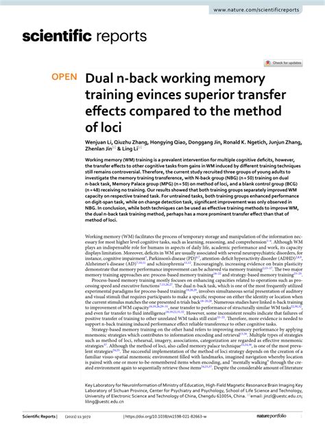 Pdf Dual N Back Working Memory Training Evinces Superior Transfer Effects Compared To The