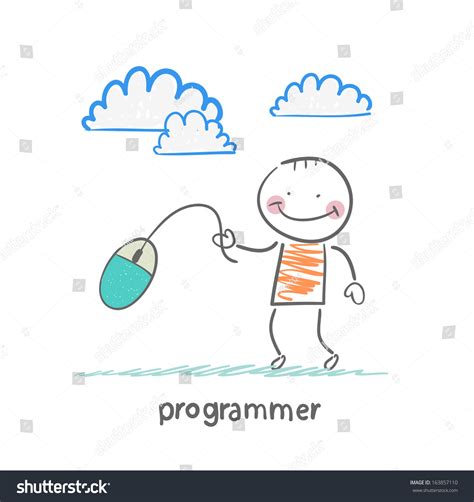 programmer holding computer mouse stock vector royalty free 163857110