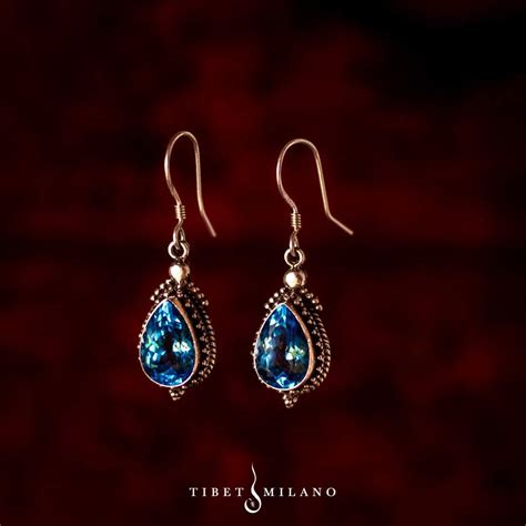 Orecchini Argento Con Topazio Blu Tibet Milano
