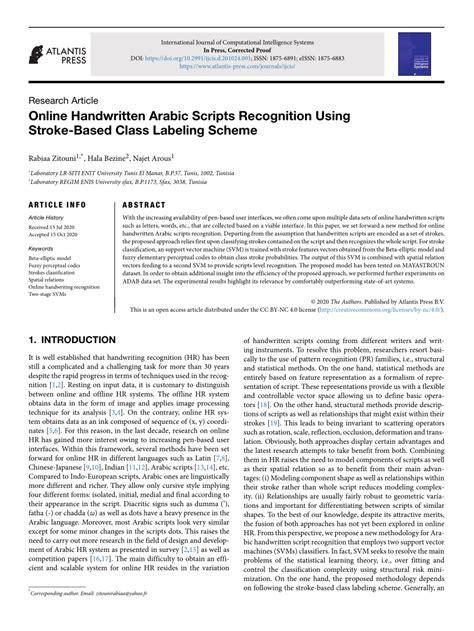 Pdf Online Handwritten Arabic Scripts Recognition Using Stroke Based