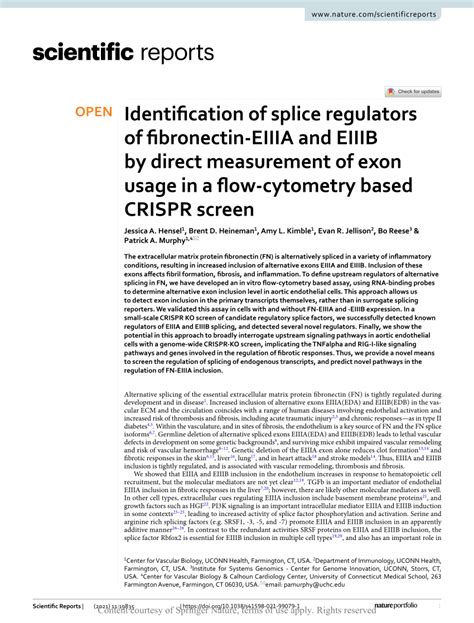 Pdf Identification Of Splice Regulators Of Fibronectin Eiiia And