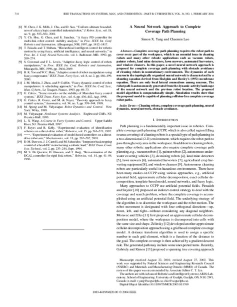 Pdf A Neural Network Approach To Complete Coverage Path Planning