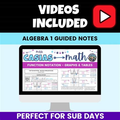 Functions And Domain And Range Guided Notes Lessons Algebra 1 By Mrscasiasmath