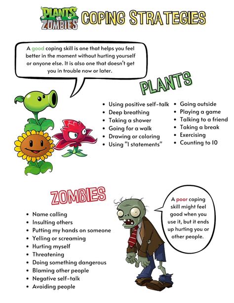 Pvz Coping Strategy Therapy Worksheet Etsy