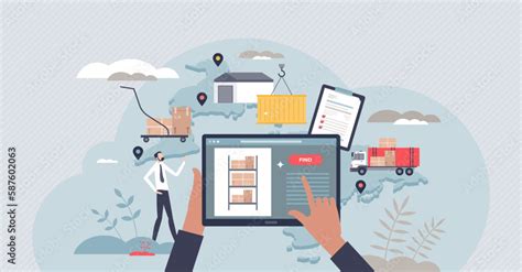 Inventory Management With Modern Warehouse Software Tiny Person Concept