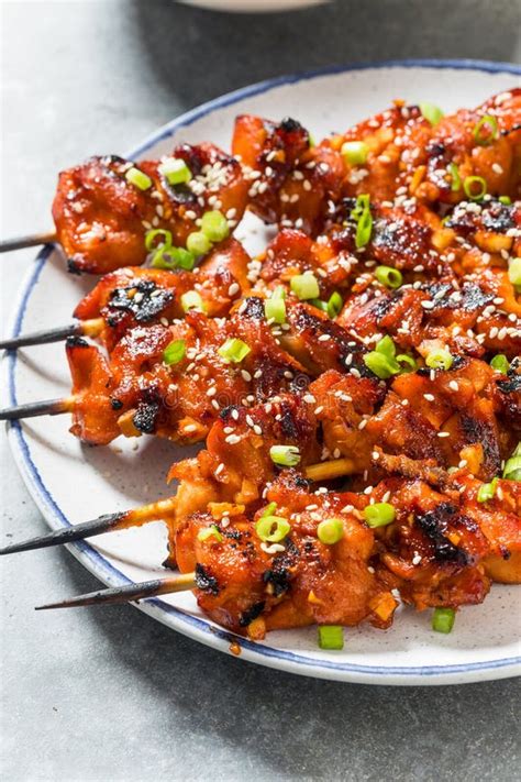 Homemade Korean Gochujang Chicken Skewers Stock Image Image Of