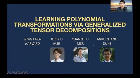 Stoc 2023 Session 9c Learning Polynomial Transformations Via