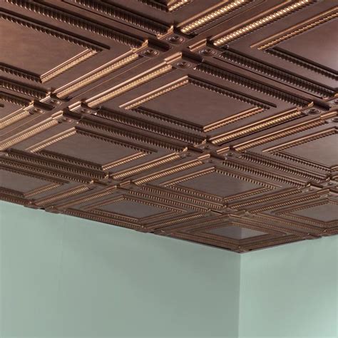 Fasade Ceiling Tile 2x2 Suspended Coffer In Antique Bronze Pvc Ceiling Tiles Decorative