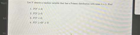 solved let y ﻿denote a random variable that has a poisson