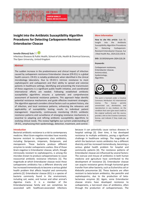Pdf Insight Into The Antibiotic Susceptibility Algorithm Procedures For Detecting Carbapenem
