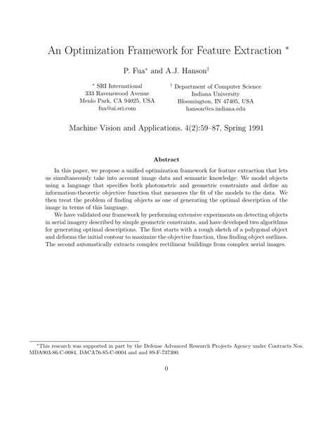 pdf an optimization framework for feature extraction