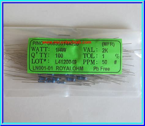 100x ตัวต้านทาน 2 Kohm 1 4 Watt 1 Metal Film Resistor ตัวแทนจำหน่ายไมโครคอนโทรลเลอร์ Arduino