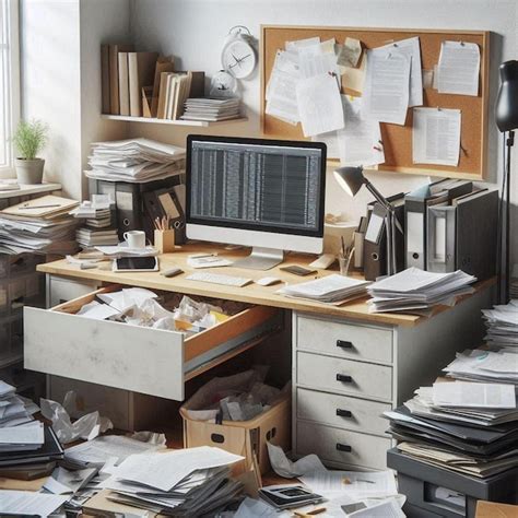 A Messy Office Premium Ai Generated Image