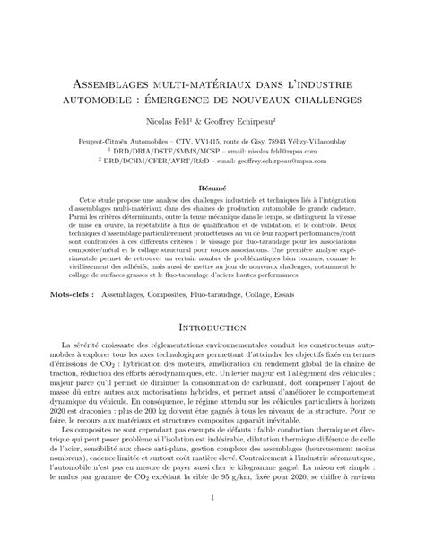 Pdf Multi Material Assemblies In The Automotive Industry New
