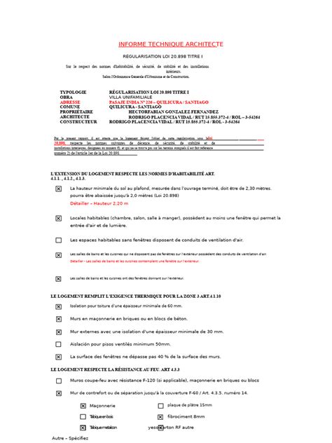 Rapport De Conformité Loi 20 898 à Quilicura Pdf Isolation Thermique Du Bâtiment Fenêtre