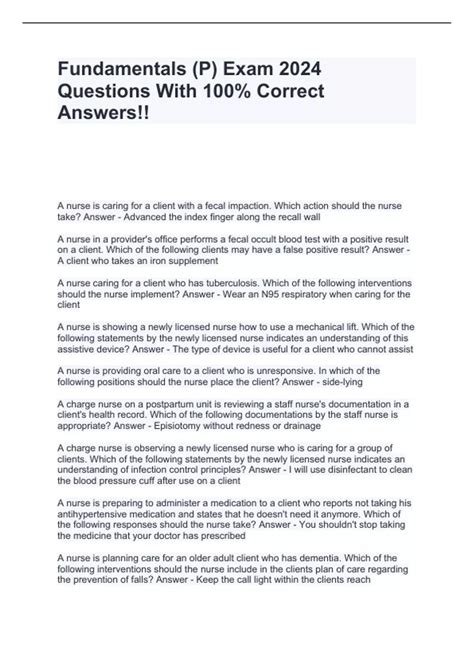 Fundamentals P Exam 2024 Questions With 100 Correct Answers Fundamentals Stuvia Us