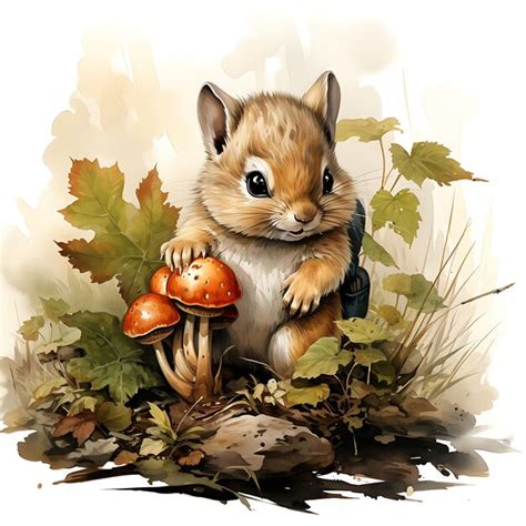 Premium Ai Image N6 A Tumble Of Amber Leaves Woodland Trails Chipmunk Gatherin