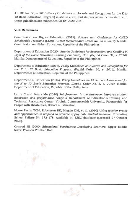 DepEd Interim Guidelines on Giving of Awards and Recognition in Light of the Basic Education ...