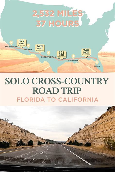 4 Day Solo Cross Country Road Trip Planner From Florida To California