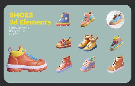 Playful Shoe 3d Design Elements Pack Images