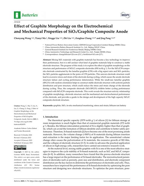 Pdf Effect Of Graphite Morphology On The Electrochemical And