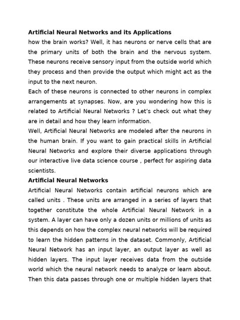 artificial neural networks and its applications pdf neuron