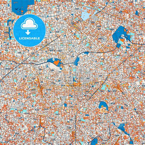 Colorful Nerima Street Map With Labels And Buildings Hebstreits