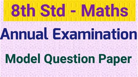8th Std Maths Annual Examination Model Question Paper Youtube