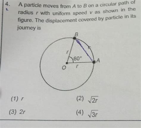 A Particle Moves From A To B On A Circular Path Of Radius R With Uniform