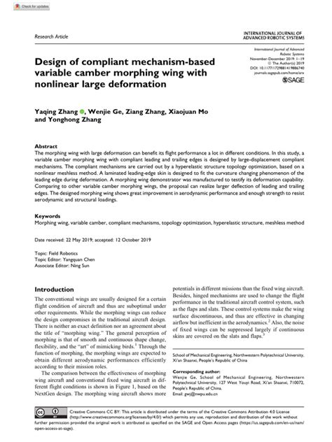 Zhang 2019 Morphing Wing Pdf Airfoil Wing