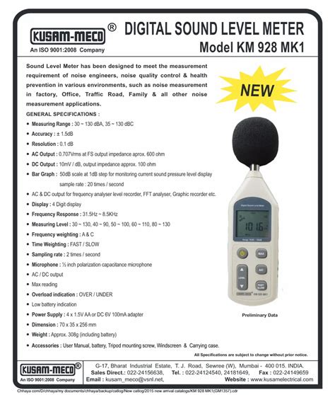Kusam Meco Dba Dbc KM MK Digital Sound Level Meter Accuracy DB At