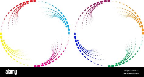 Round And Round Rotating Dotted Outline Circular Objects With Multiple