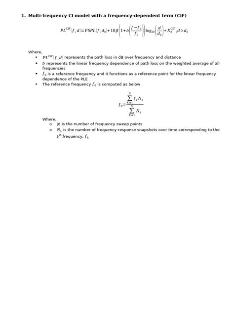 Multi Frequency Ci Model Pdf