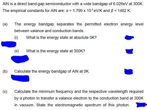Solved Ain Is A Direct Band Gap Semiconductor With A Wide