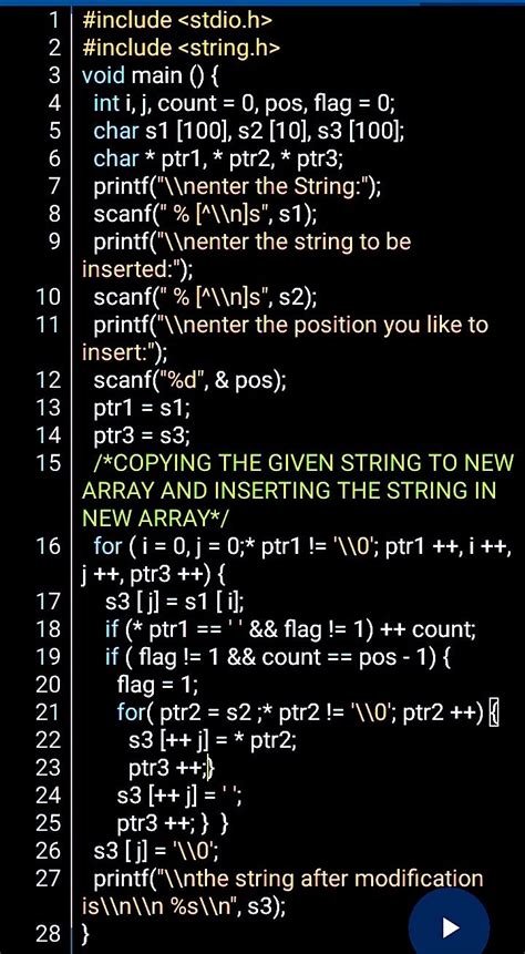 how a c program can insert a character or a word in a string gopal