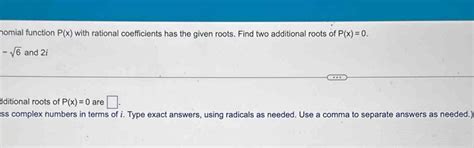 Solved Nomial Function Px With Rational Coefficients Has The Given