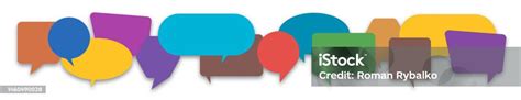 인간 의사 소통의 개념 다채로운 대화 형 말풍선으로 단어 의사 소통 메시지 질문의 개념입니다 흰색 바탕에 그림입니다 Brand