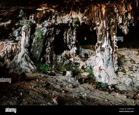 Intricate Stalactite Formations Inside Hoq Cave In Socotra Yemen Stock