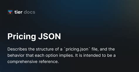Pricing Json Tier Documentation