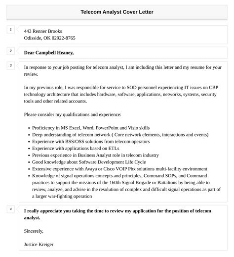 Telecom Analyst Cover Letter Velvet Jobs
