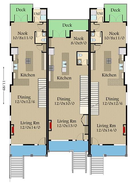Plan 85259ms Modern Triplex House Plan With Drive Under Parking