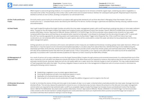 Erosion And Sediment Control Plan Sample Editable Template