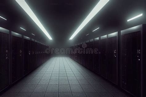 server racks in computer network security server room data center dark