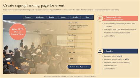 Product Launch Event Planning Create Signup Landing Page For Event Ppt Example