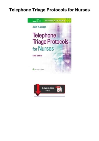 Readdownload Telephone Triage Protocols For Nurses Kindle
