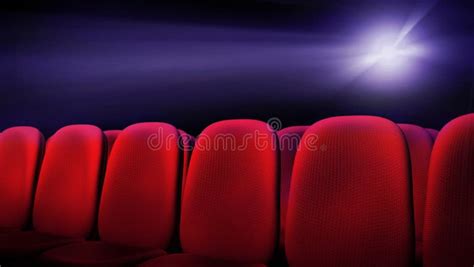 Cinema Theater Red Empty Seats In Front Of The Projector S Light Stock Illustration